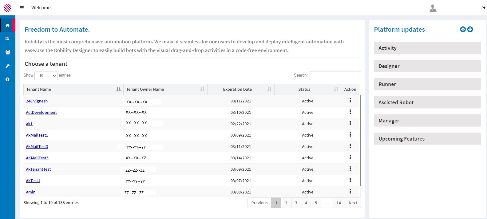 Tenant Manager | Robility Docs